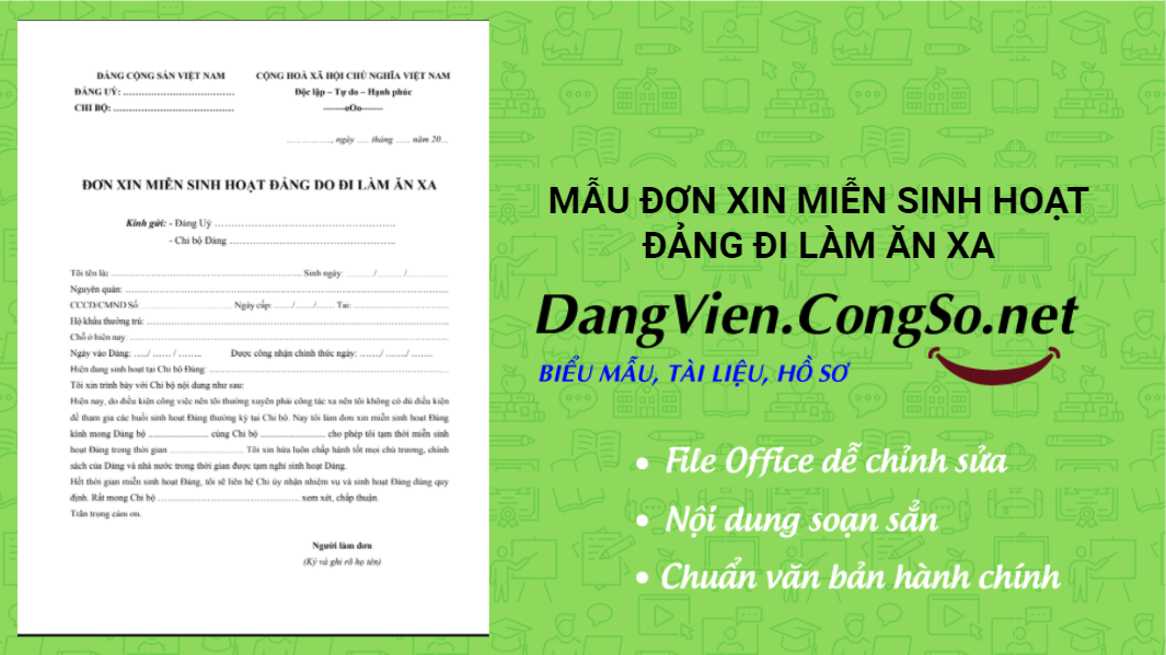 Mẫu đơn xin miễn sinh hoạt Đảng đi làm ăn xa – Biểu Mẫu, Tài Liệu, Hồ ...